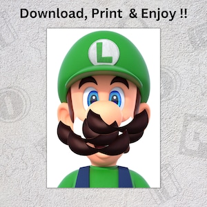 Pin the Moustache on Luigi Game for Kids - Birthday Party Activity Game ...