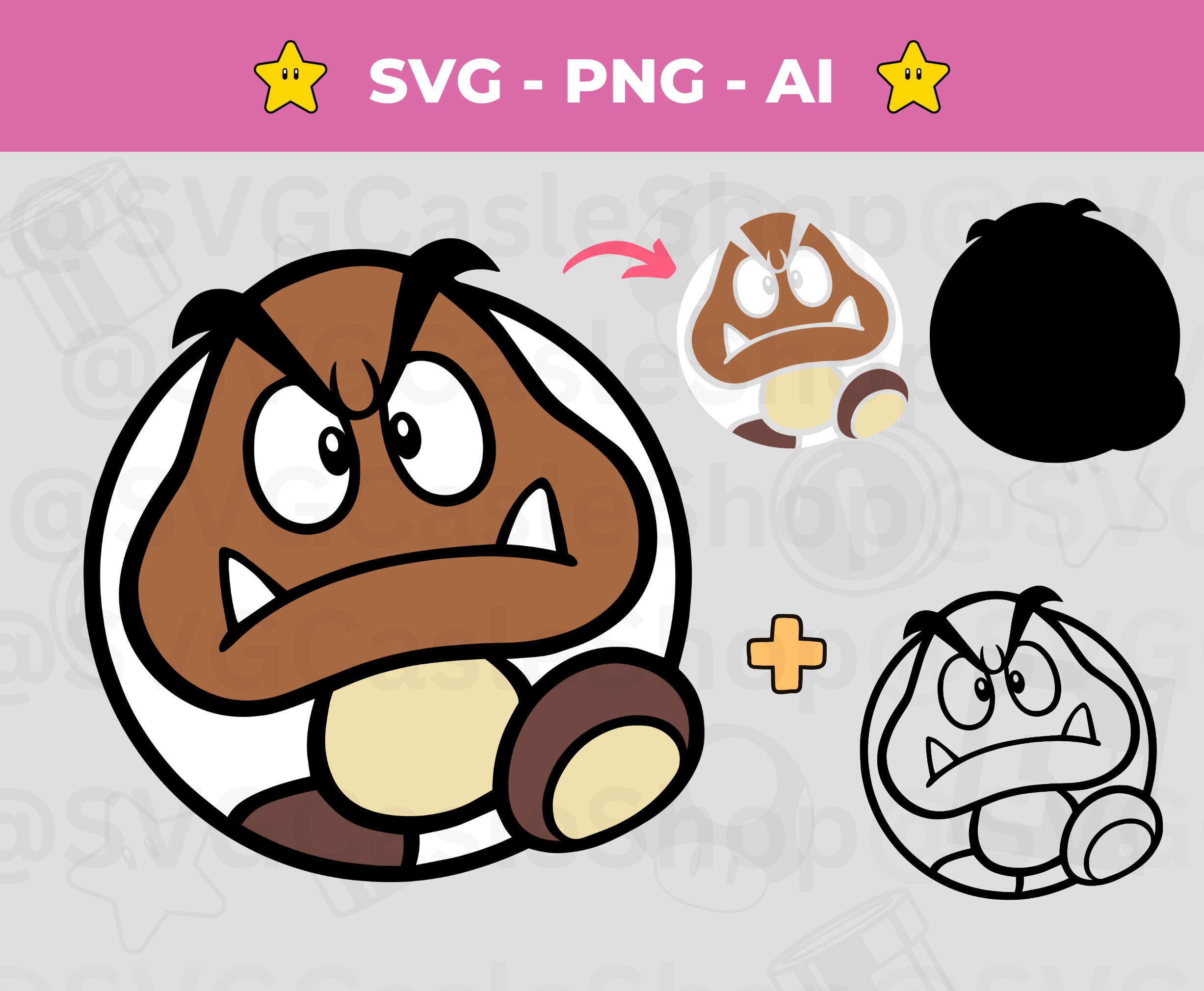 Layered Goomba SVG Mario Character Cut File for Cricut & - Etsy