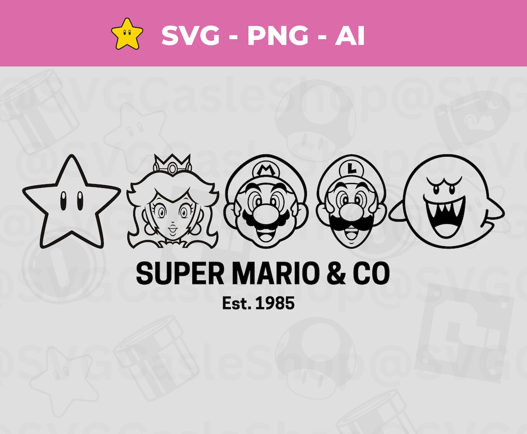 Super Mario & Co Vector Cut File: SVG, PNG, AI (digital Download) - Etsy