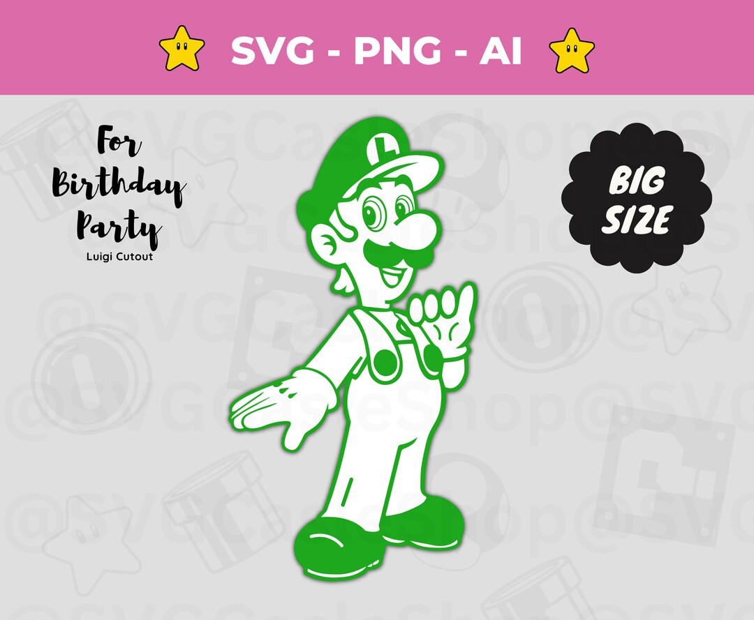 Luigi Theme Classic Luigi Cutouts Birthday Yard Sign Decor Printable ...