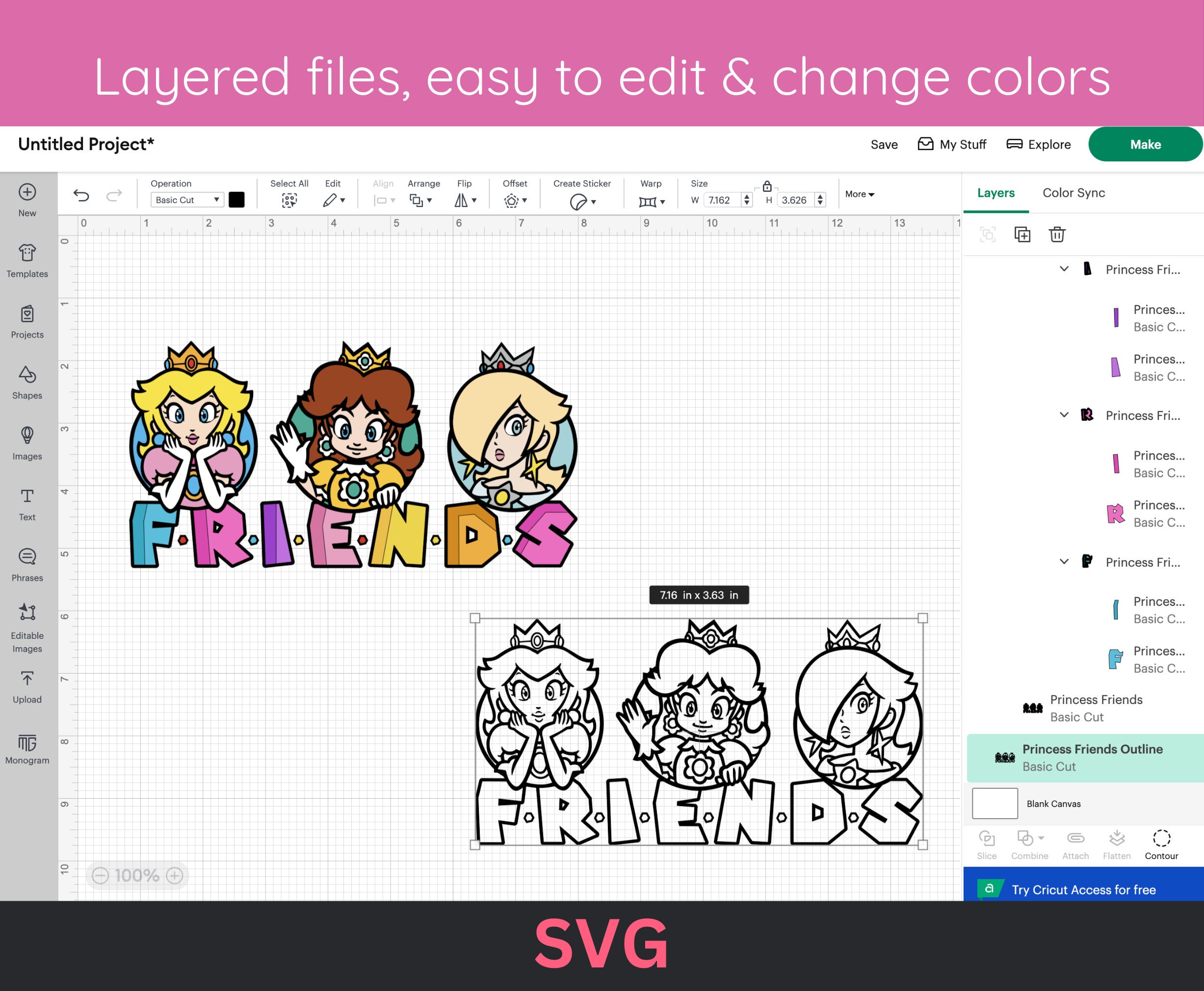 Princess Peach Friends SVG: Mario Bros Cricut Cut File (digital ...