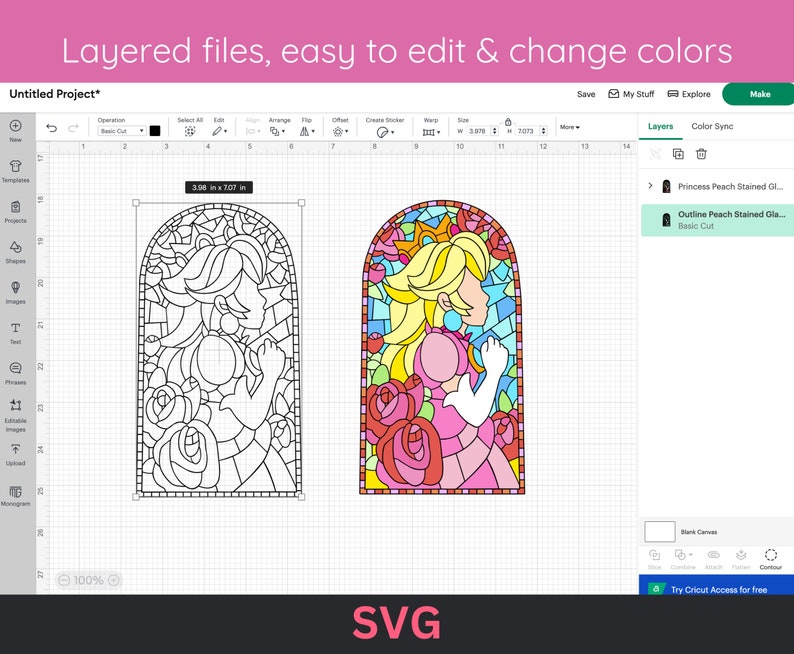 Princess Peach Stained Glass SVG: Mario Game Bundle (digital Download ...