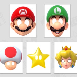 Mario Photo Booth Props, Instant Download, Birthday Party Decor, Super ...