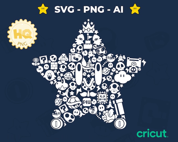 Star Svg, Mario Svg, Super Mario Png Instant Download, Digital Star ...