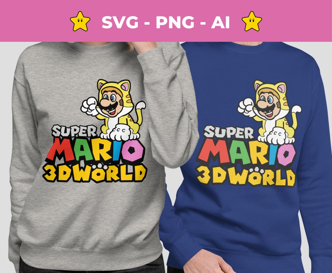 Super Mario 3D World Digital SVG for Kids Shirts, Kids Sublimation Png ...