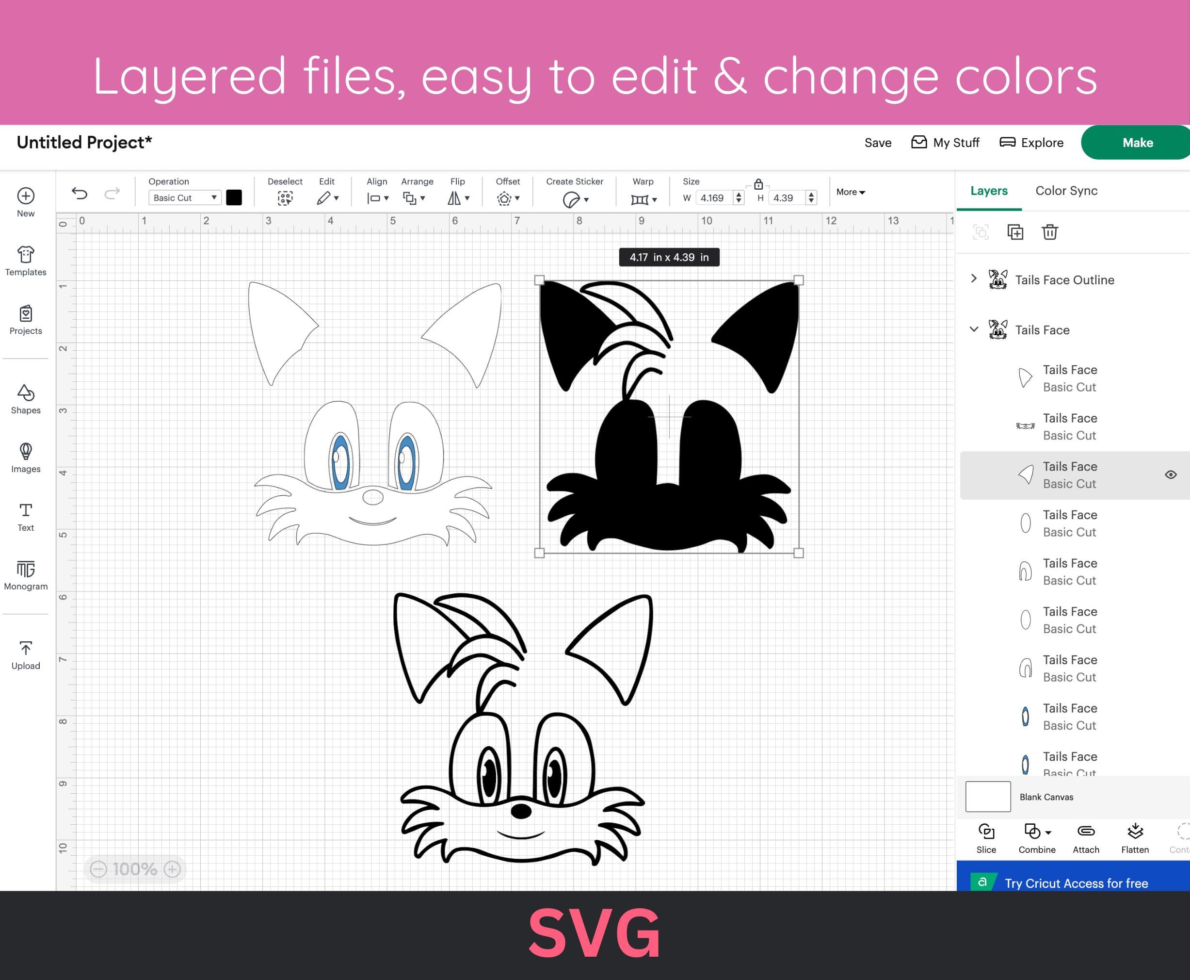Tails Face Layered SVG: Sonic Game Cut File (digital Download) - Etsy