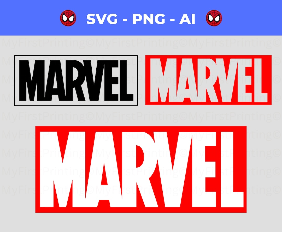 Marvel Logo Cut Files SVG PNG for Superhero Crafts Spiderman Party ...
