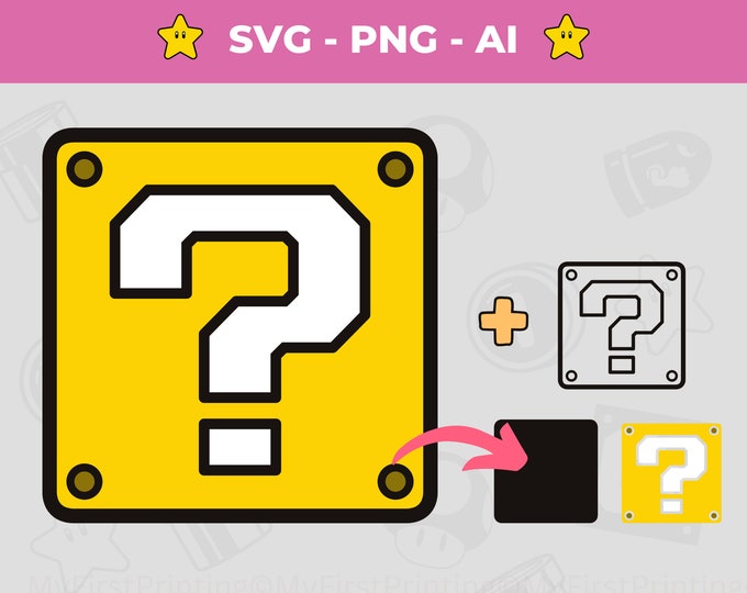 Super Mario Question Mark Block - SVG/AI Vector Cut File for Vinyl Art ...