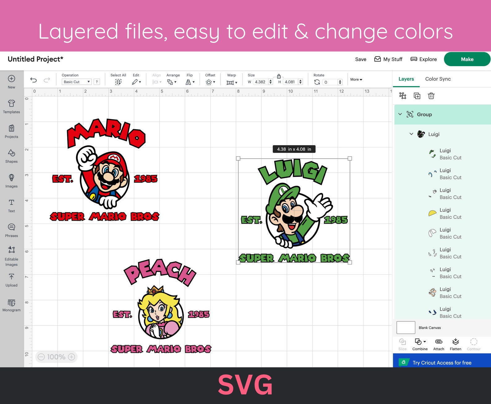 Super Mario SVG Pack: 9 Mario Brothers Characters Cut Files (digital ...