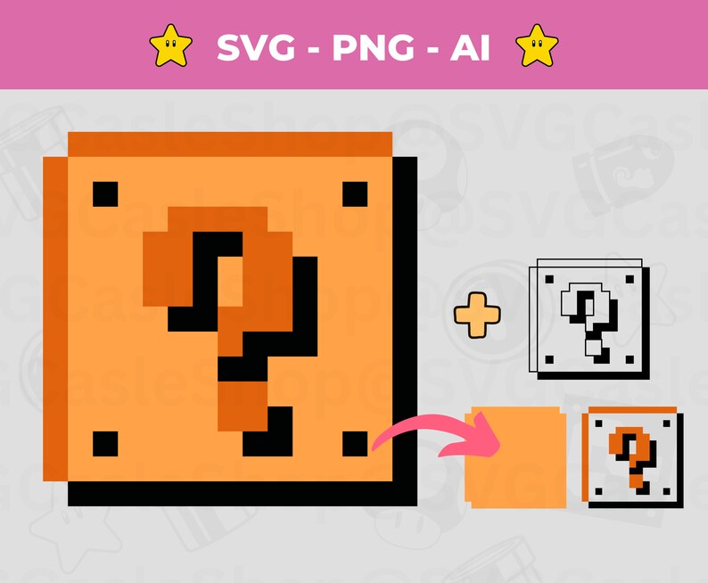 Mario Question Block SVG: Vector Cut Files (digital Download) - Etsy
