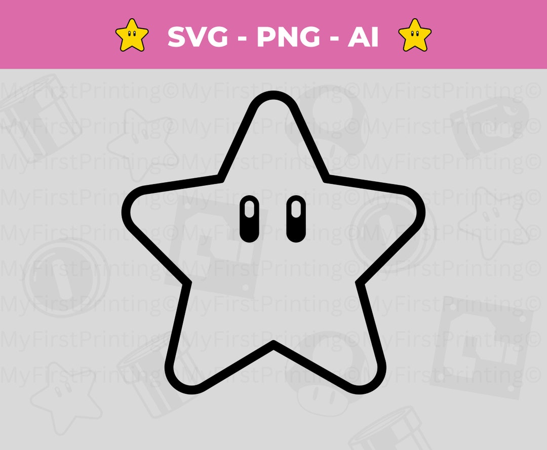 Super Star Mario Bros SVG Mario SVG Star Cut File for Silhouette ...