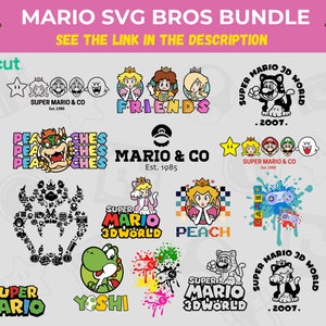 Super Mario SVG PNG, Vektor Cricut Schnitt-Datei, Sofort-Download Mario ...