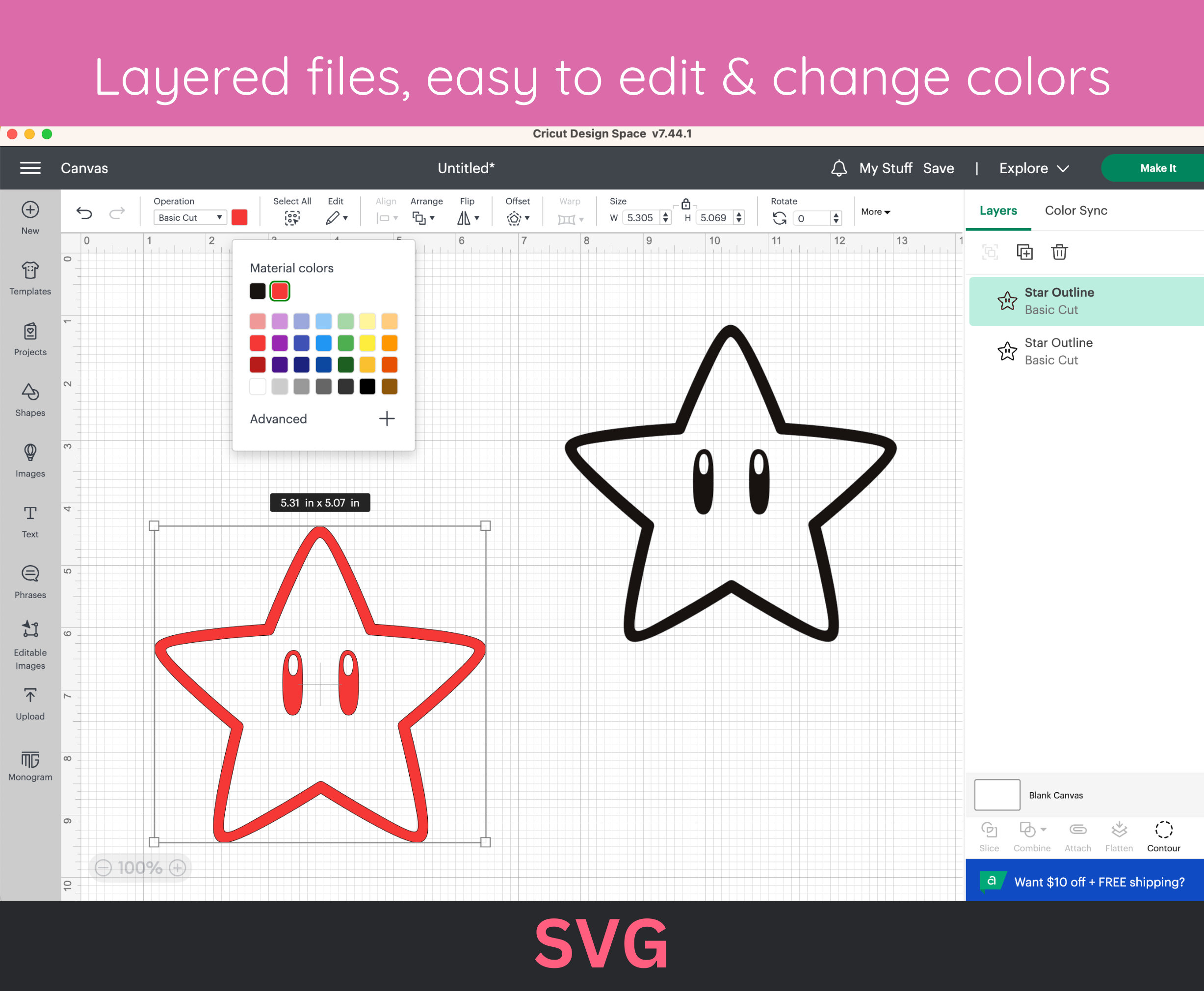 Mario Super Star Outline Vector Cut File: SVG, PNG, AI (digital ...
