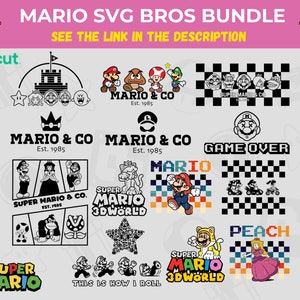 Super Mario SVG Pack: 9 Mario Brothers Characters Cut Files (digital ...