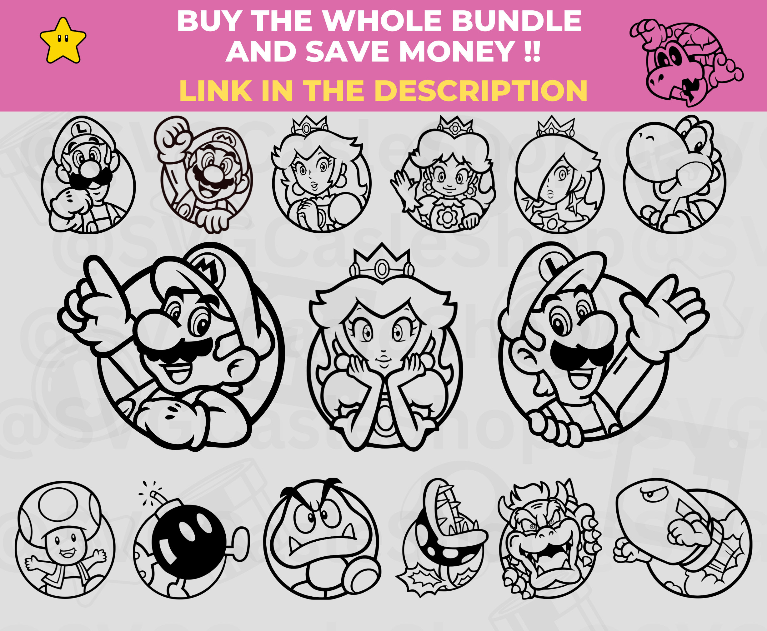 Yoshi Outline SVG: Mario Game Vector Files (digital Download) - Etsy Canada