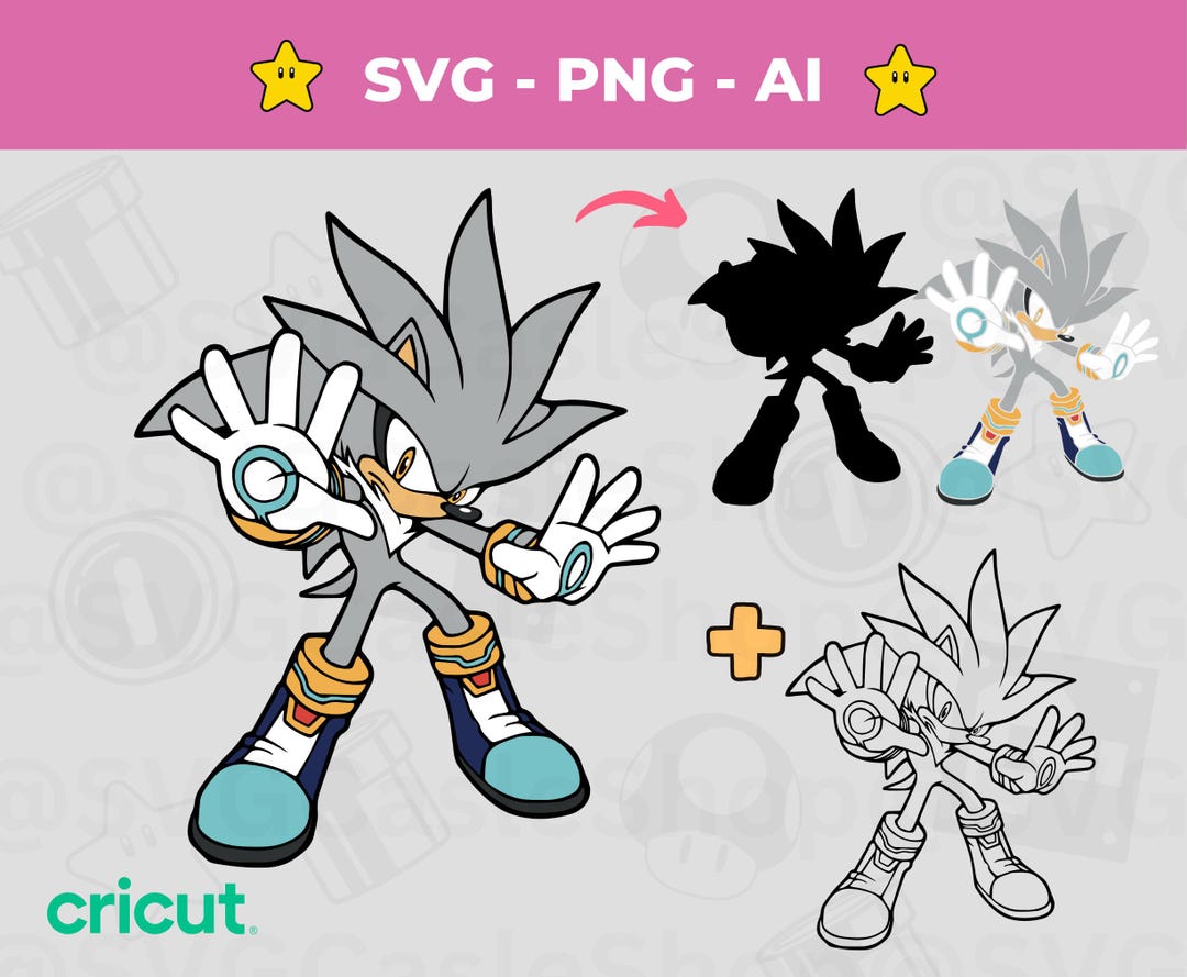 Silver the Hedgehog SVG: Layered Sonic Game Cut File (digital Download ...