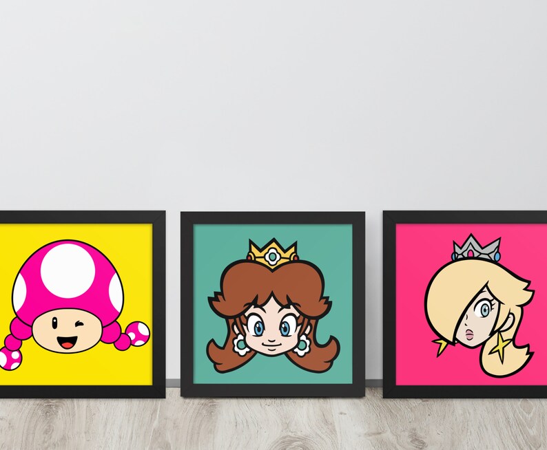 Princess Toadette, Daisy, Rosalina PNG Posters: Super Mario Wall Art ...