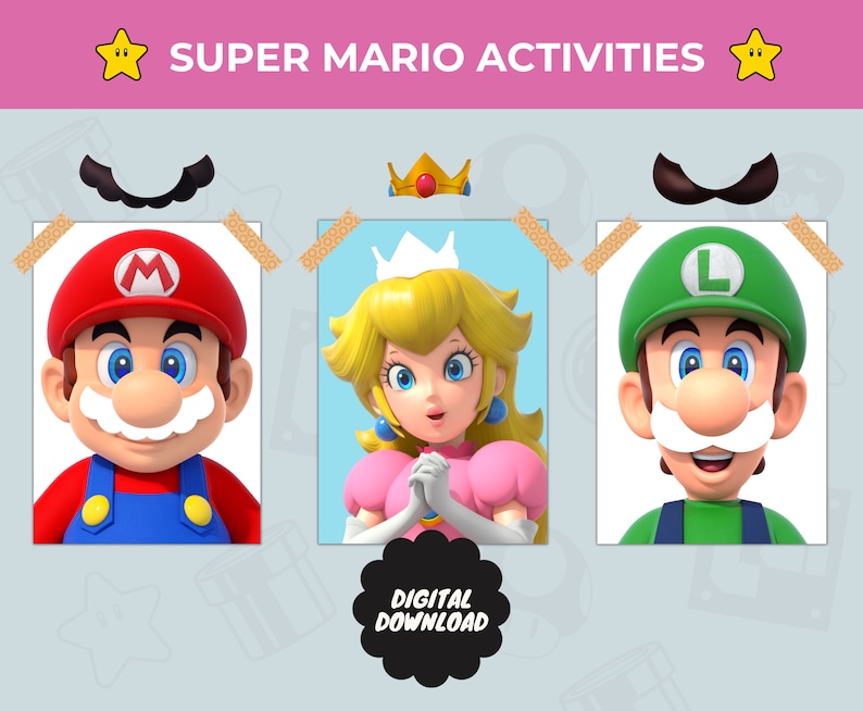 Digital Mario Activities Pack for Kids Printable Pin the - Etsy