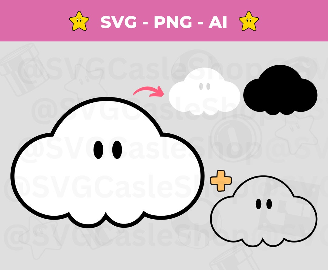 Digital Mario Cloud Vector Cut File Svg Png Super Mario Bros Svg