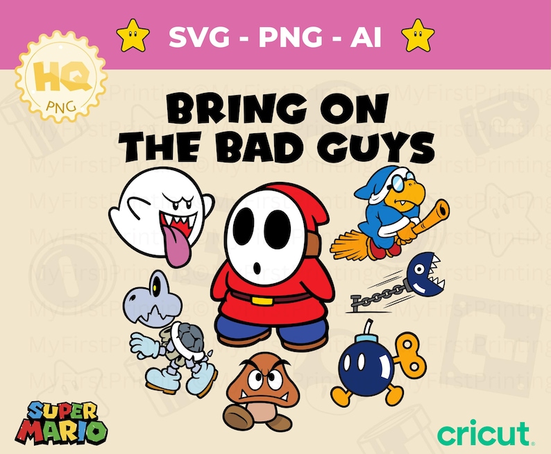 Mario Bad Guys SVG PNG: Vector Cut File Pack (digital Download) - Etsy ...