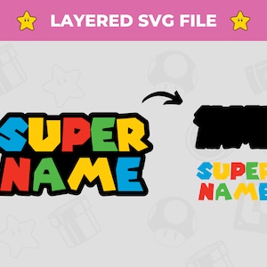 Custom Mario Font Name Logo: Birthday Party SVG, PNG (digital Download ...