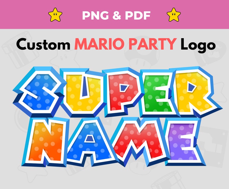 Custom Mario Name Mario PNG PDF File Themed Birthdays With - Etsy