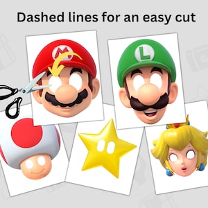 Mario Photo Booth Props, Instant Download, Birthday Party Decor, Super ...