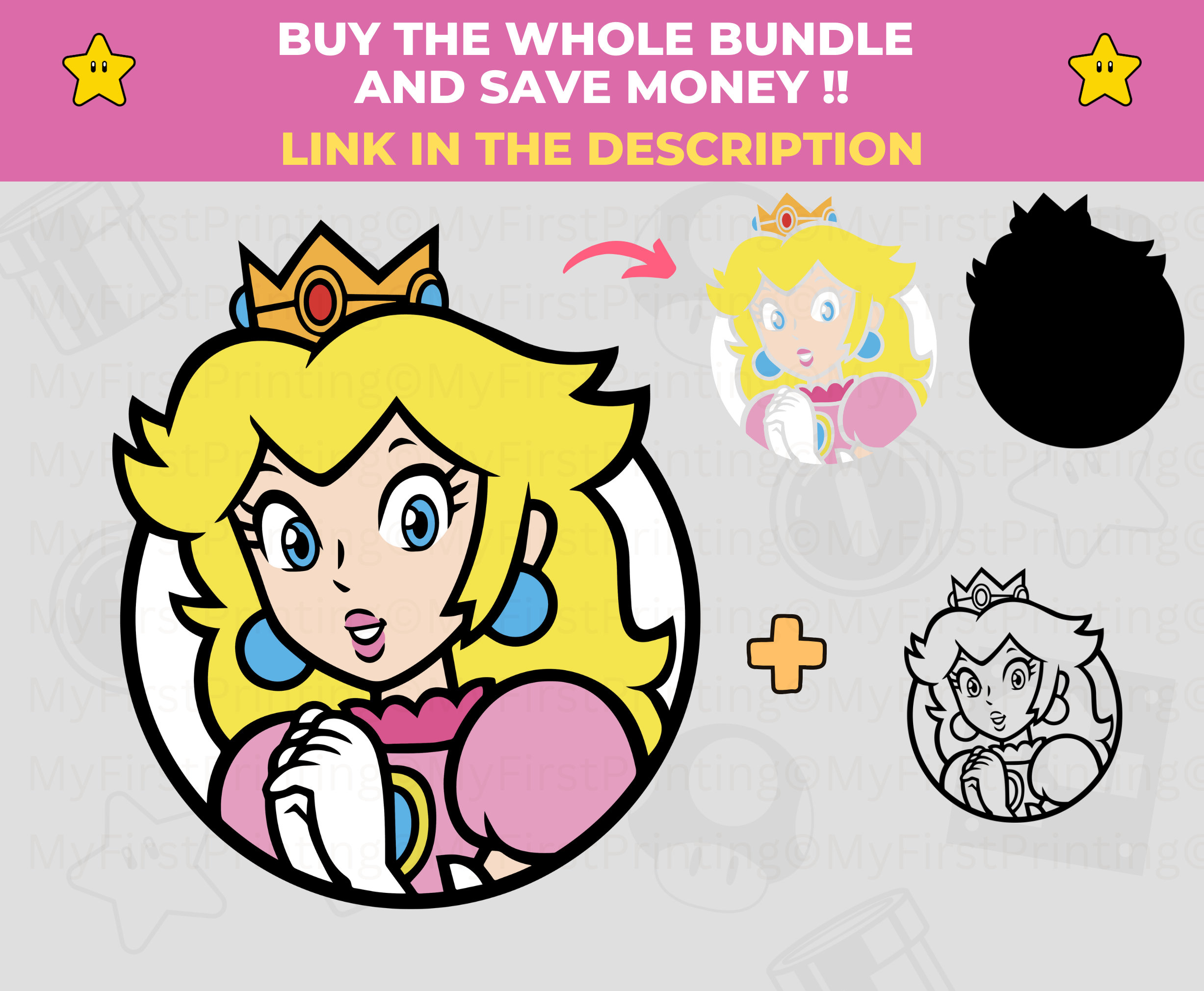 Princess Peach Outline SVG: Super Mario Cut File (digital Download) - Etsy