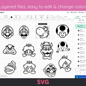 Mario Characters SVG Pack: 12 Outlined Faces (digital Download) - Etsy