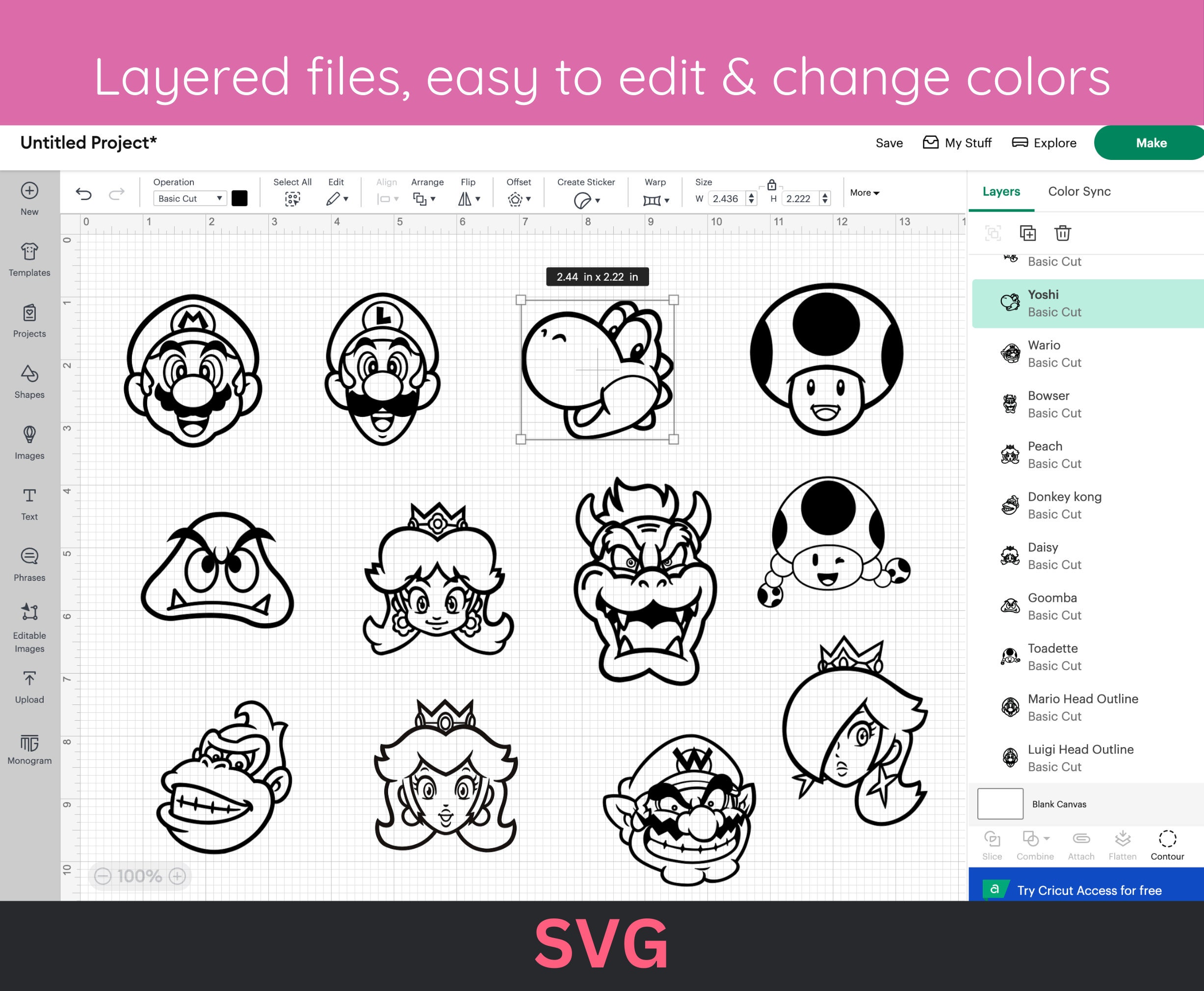 Mario Characters SVG Pack: 12 Outlined Faces (digital Download) - Etsy