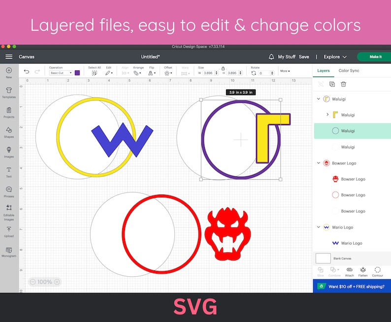Bowser, Wario & Waluigi Logo SVG - Mario SVG Instant Download for ...