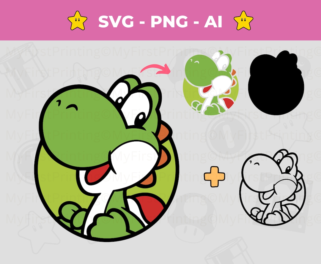 Yoshi SVG PNG Vector Instant Download Layered Files | Mario Game | for ...