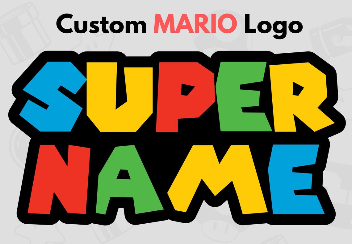 Custom Mario Font Name Logo: Birthday Party SVG, PNG (digital Download ...