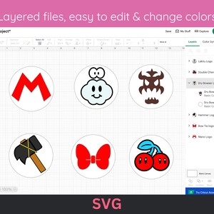Mario Character Logo SVG Bundle: 35 Layered Clipart, Cricut Ready ...