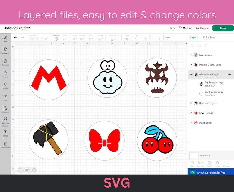 Mario Character Logo SVG Bundle: 35 Layered Clipart, Cricut Ready ...