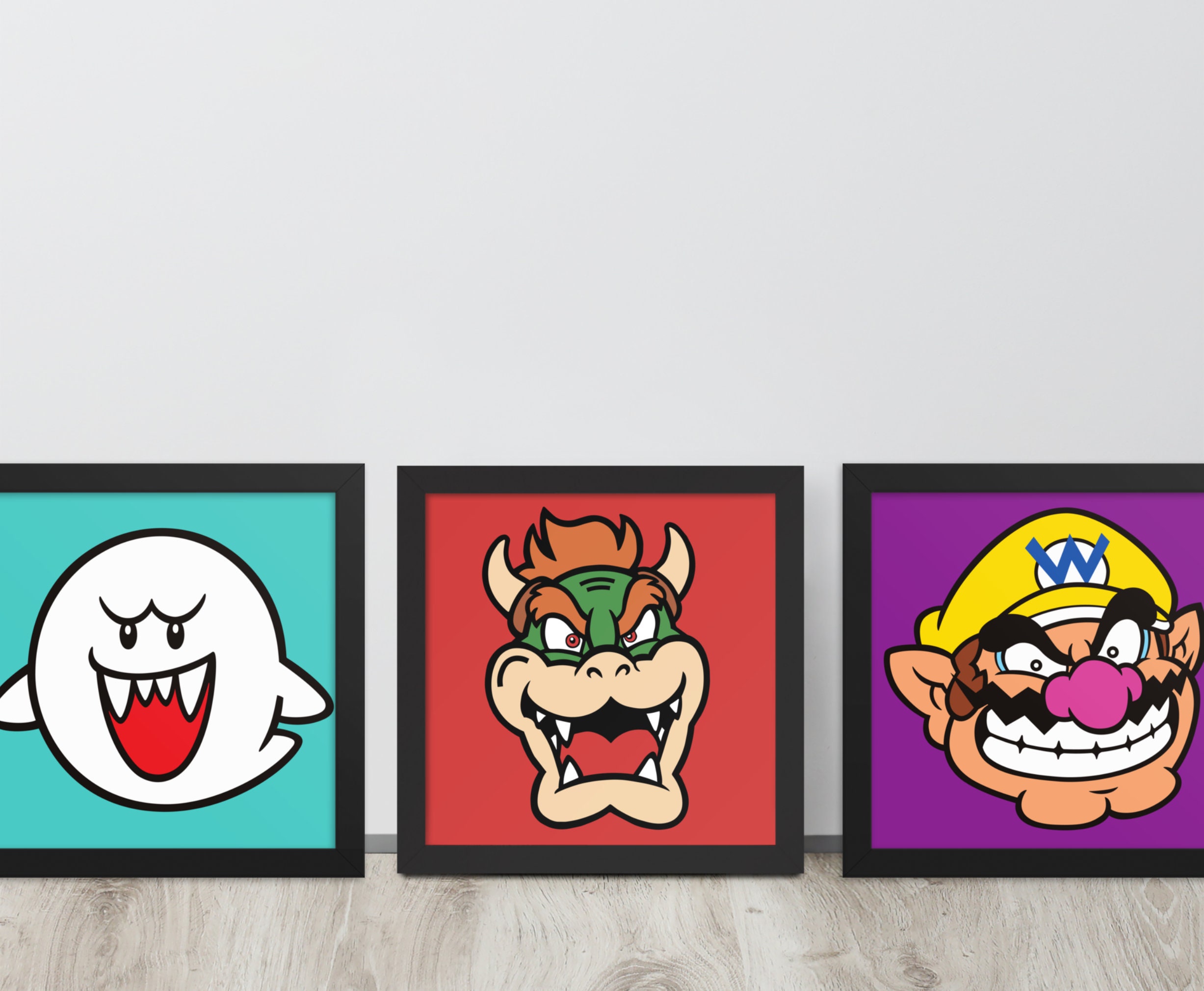 Mario Enemies Trio Poster: Bowser, Wario, Boo (digital Download) - Etsy