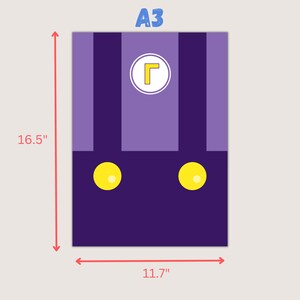 Waluigi Costume Poster, Instant Download, Digital Mario PNG, Iconic ...