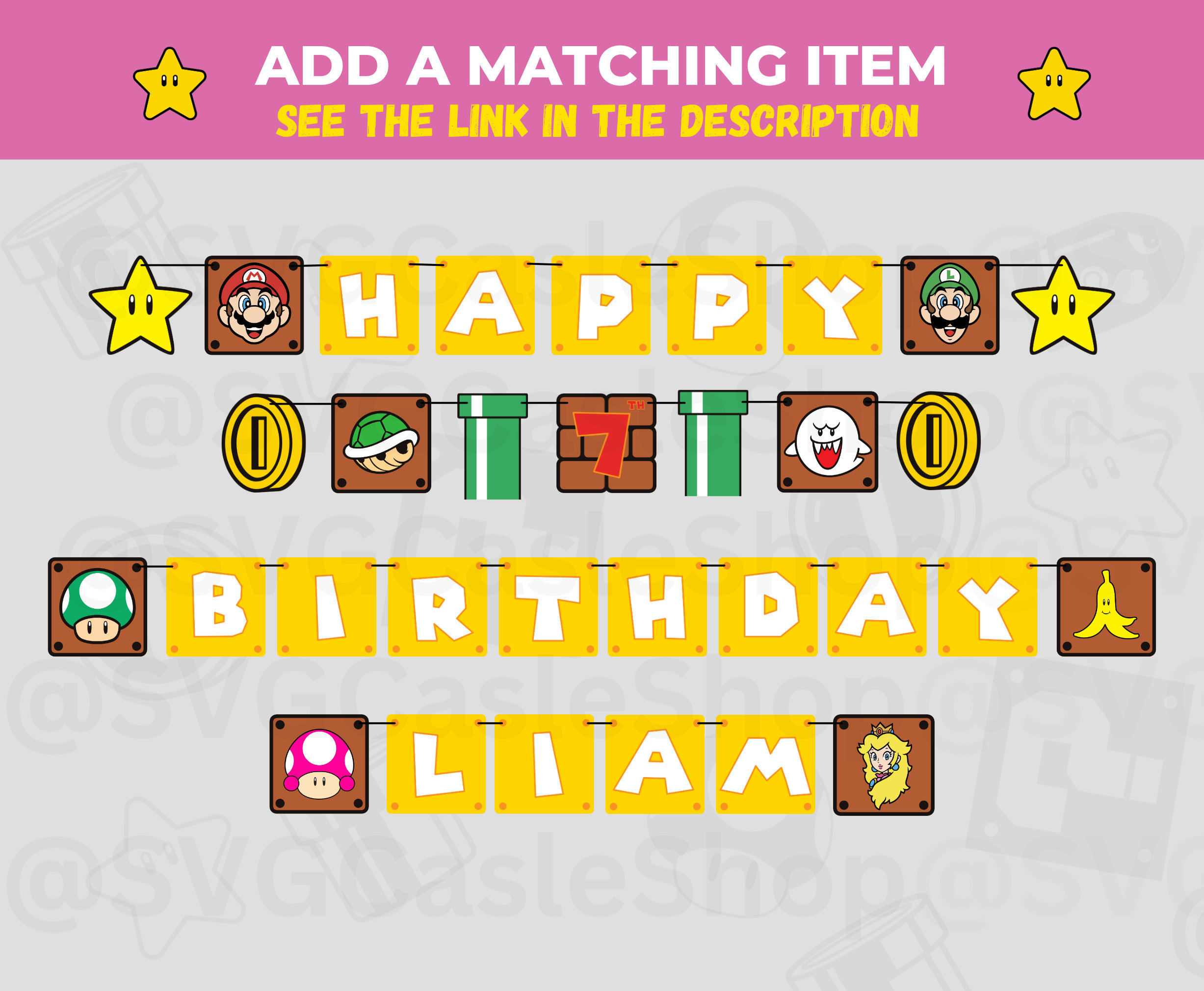 Custom Mario Font Name Logo: Birthday Party SVG, PNG (digital Download ...