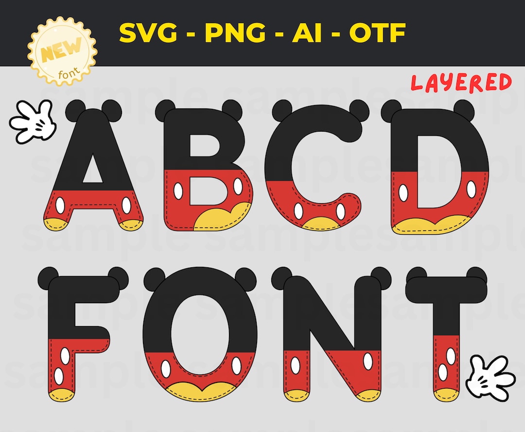 Mouse Font SVG Set, Mouse Alphabet SVG, Printable Letters SVG, Mickey ...