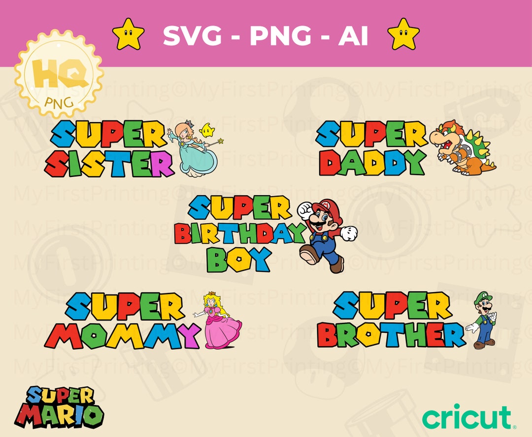 Super Mario Birthday SVG Bundle – Family Matching Shirts – Party ...