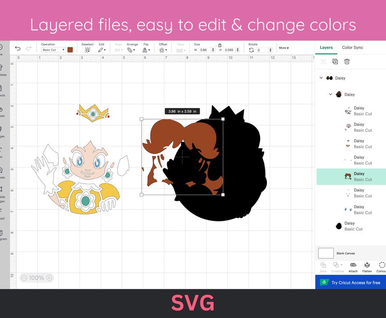 Princess Daisy SVG: Mario Brothers Vinyl Cut File (digital Download) - Etsy