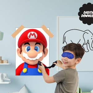 Printable Pin the Moustache on Mario Game for Kids - Interactive Party ...