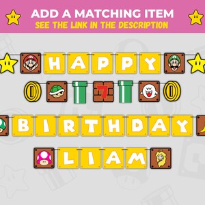 Custom Super Name in Mario Font - Pink Theme Giro Birthday Party ...