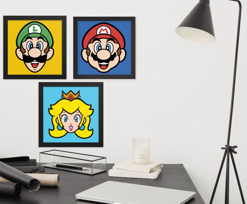 Super Mario Bros. Poster Set: Mario, Luigi, Princess Peach (digital ...