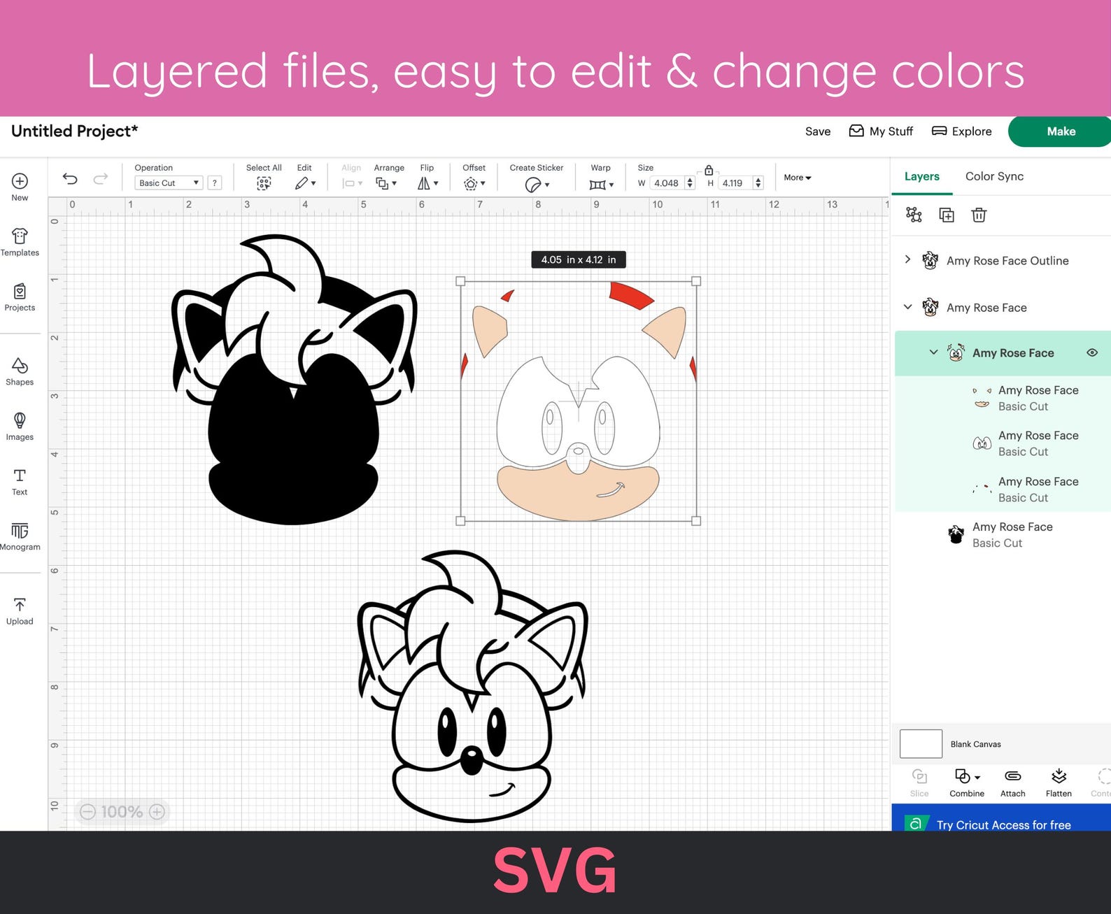 Amy Rose Face SVG: Sonic Game Cut File (digital Download) - Etsy