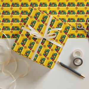 Super Mario Game Four Digital Papers - Set of 4 Wrapping Paper Sheets ...