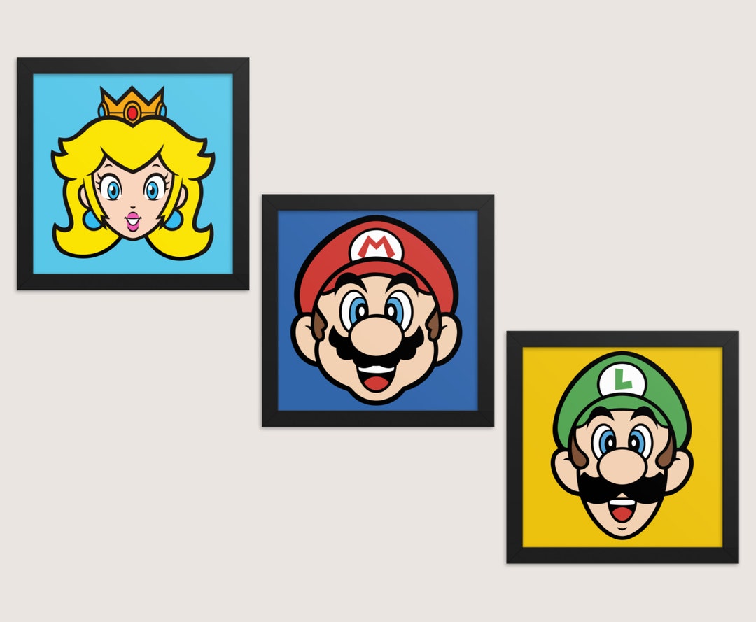 Super Mario Bros Poster PNG Bundle, Set of 3 Wall Art Poster Decoration ...