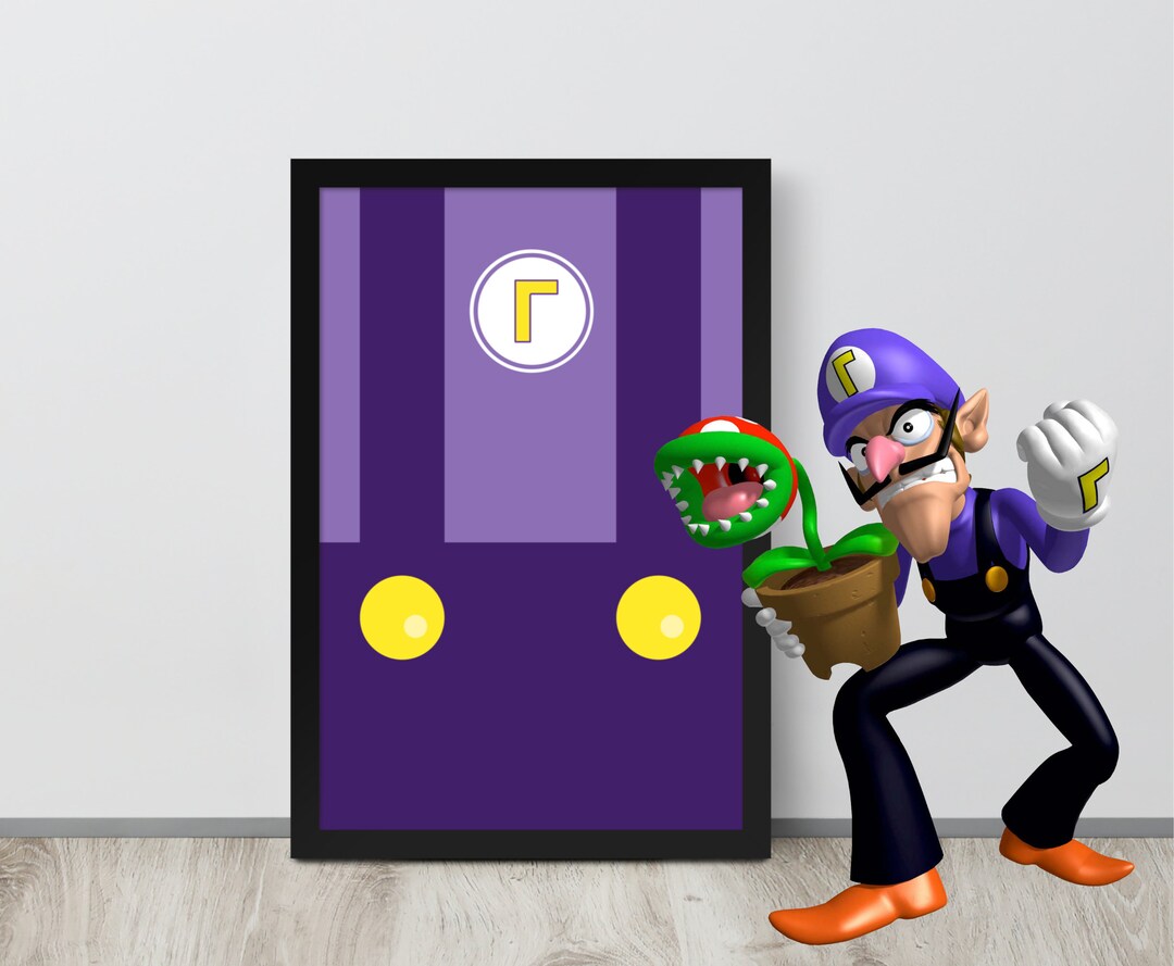 Waluigi Costume Poster, Instant Download, Digital Mario PNG, Iconic ...