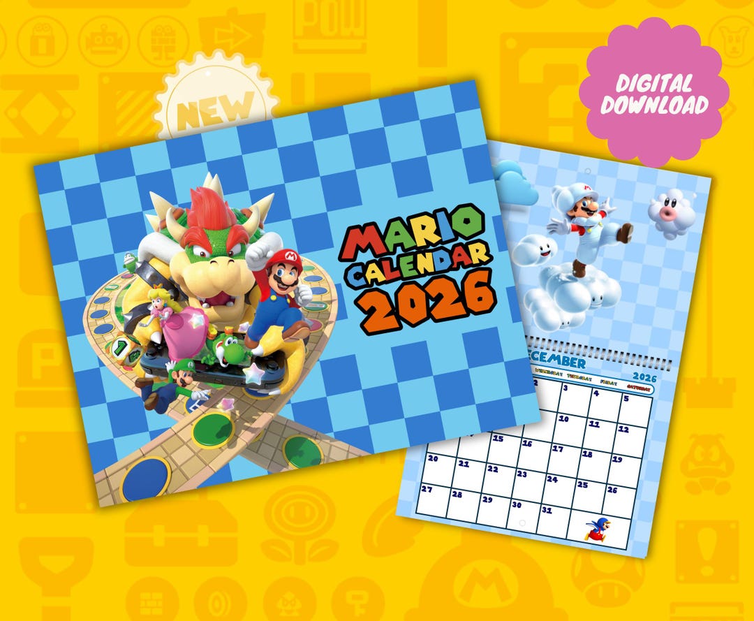 2026 Super Mario Bros Calendar: Digital New Year Nintendo Gamer Gift ...