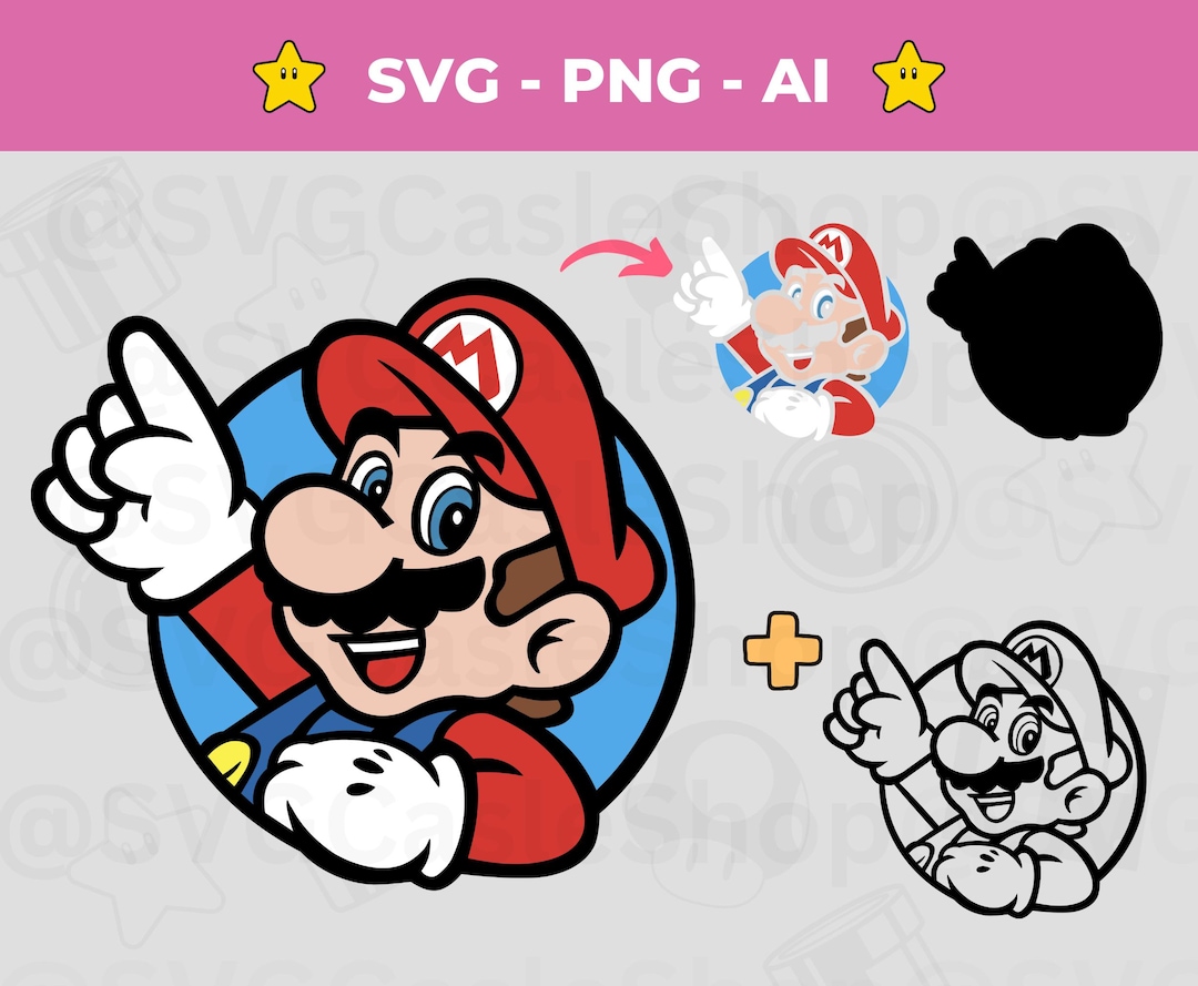 Digital Super Mario Svg - Vector Cut File - for Cricut and Silhouette - Mario Brothers PNG ...